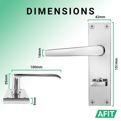 Buy AFIT Polished Chrome Bathroom Door Handles - Internal Door Handles ...