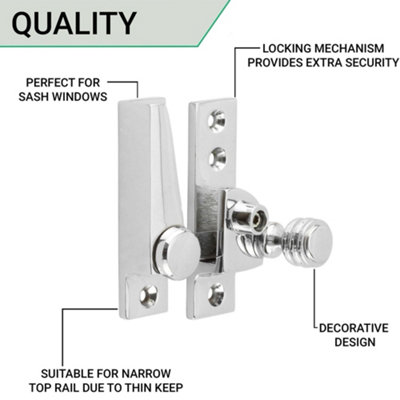 AFIT Polished Chrome Beehive Lockable Sash Window Fastener