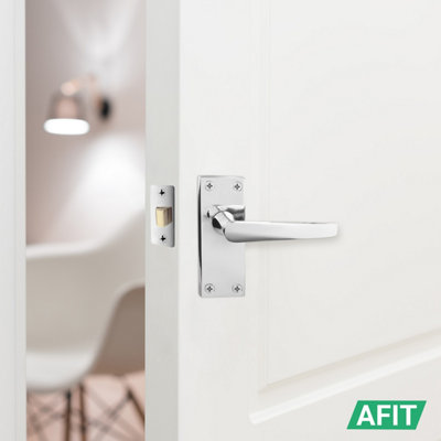 AFIT Polished Chrome Door Handles - Internal Door Handles on Backplate ...