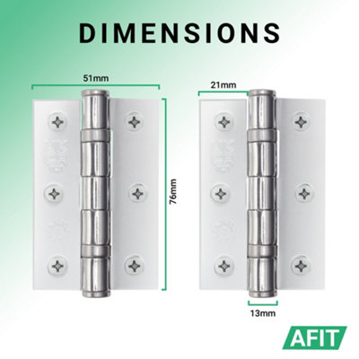 AFIT Polished Chrome Door Hinges - 3 Inch / 76mm Internal Fire Door ...