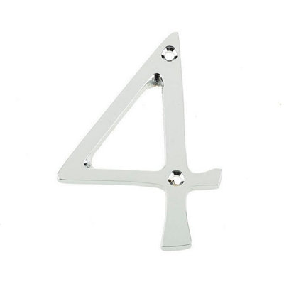 AFIT Polished Chrome Door Number - Numeral 4 - Screw Fix 75mm | DIY at B&Q