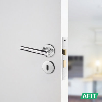 AFIT Polished Chrome Key Lock Door Handle Set Sash Lock (64mm), Hinges ...