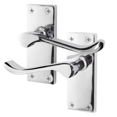 AFIT Polished Chrome Victorian Scroll Door Handles - 1 Pair of Internal ...
