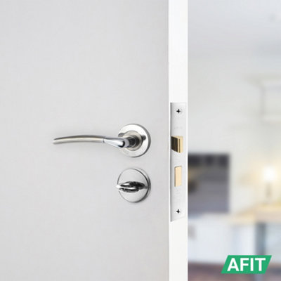 AFIT Polished/Satin Chrome Bathroom Door Handle Set - Internal Door ...