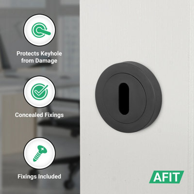 AFIT Round Keyhole Cover Escutcheon Set - Pack of 2, Matt Black Keyhole ...