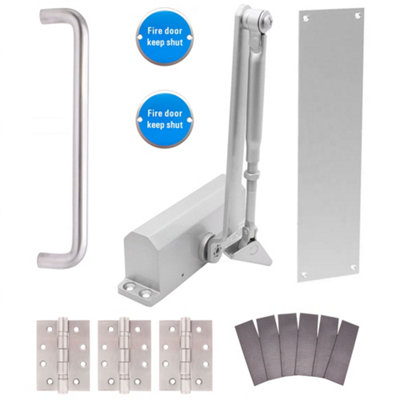 AFIT Satin Aluminium Economy Fire Door Kit With Door Closer - Corridor ...