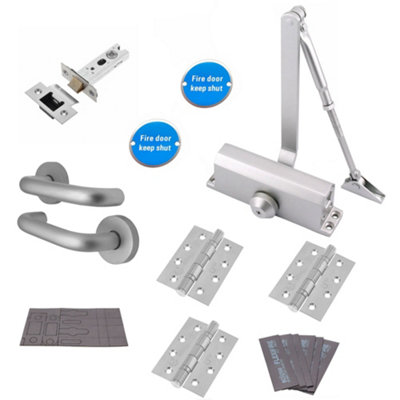 AFIT Satin Aluminium Economy Fire Door Kit With Door Closer - Office ...