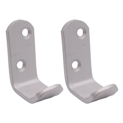 AFIT Satin Aluminium Robe Hook - 50mm - Pack of 2 | DIY at B&Q