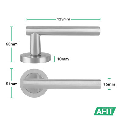 AFIT Satin Bathroom Door Handles Round Rose with Turn Release and WC ...