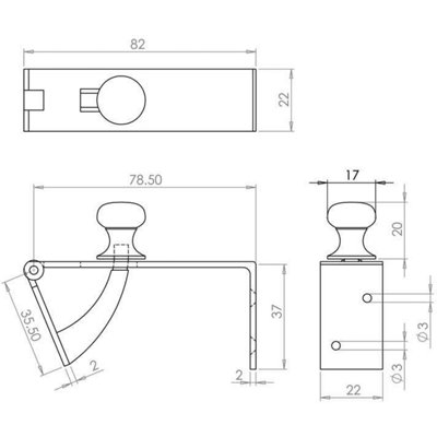 AFIT Satin Chrome Counter Flap Catch 76mm