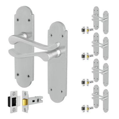 AFIT Satin Chrome Door Handle Latch Set - Victorian Scroll Shaped - 5 ...