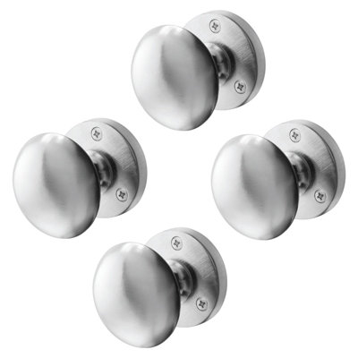 AFIT SATIN CHROME DOOR KNOBS - 2 PAIRS OF VICTORIAN MORTICE KNOBS (55MM ...
