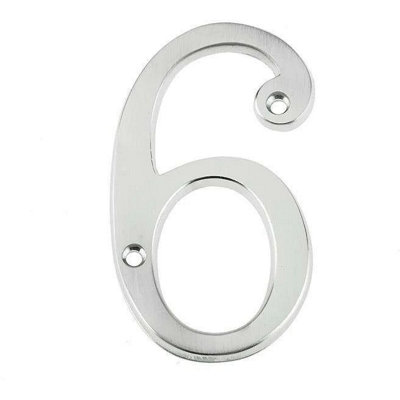AFIT Satin Chrome Door Number - Numeral 6/9 - Screw Fix 75mm