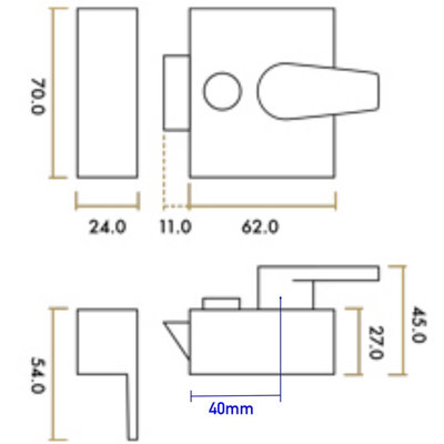 AFIT Satin Chrome Nightlatch Front Door Lock Easy Grip, Inside Snib, 3 ...