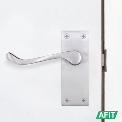 AFIT Satin Chrome Scroll Door Handles Latch with Tubular Latch and ...