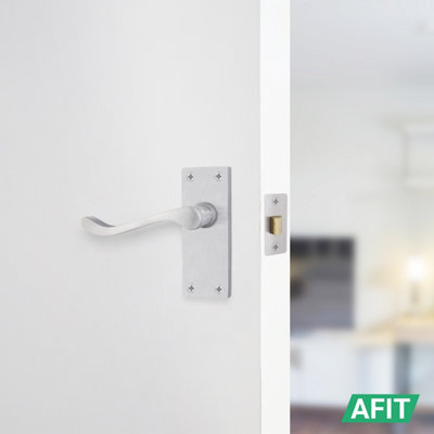 AFIT Satin Chrome Scroll Door Handles Latch with Tubular Latch and ...