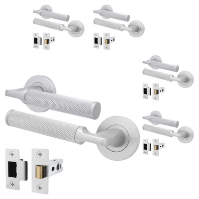 AFIT Satin Door Handle and Latch Set Satin Chrome Internal with 64mm ...