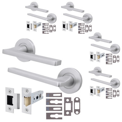 AFIT Satin Fire Door Handle and Latch Set, Satin Chrome Internal Fire ...