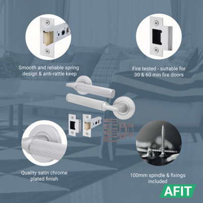 AFIT Satin Fire Door Handle and Latch Set Satin Chrome Internal Fire ...