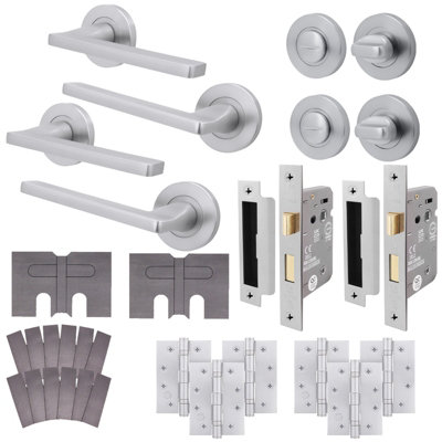 AFIT Satin Fire Door Handle Bathroom Set, Satin Chrome Internal Fire ...