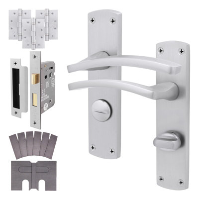 AFIT Satin Fire Door Handle Bathroom Set Satin Chrome Internal Fire ...