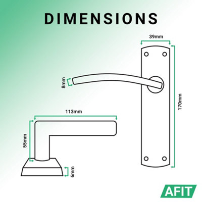AFIT Satin Fire Door Handle Euro Lock and Cylinder Set, Satin Chrome ...