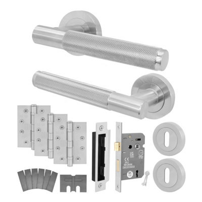 AFIT SATIN FIRE DOOR HANDLE KEY LOCK SET SATIN NICKEL INTERNAL FIRE ...