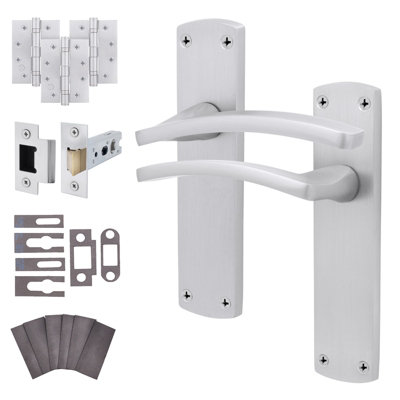 AFIT Satin Fire Door Handle Latch Set, Satin Chrome Internal Fire Rated ...