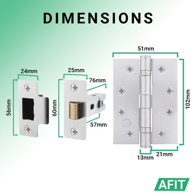 AFIT Satin Fire Door Handle Latch Set, Satin Chrome Internal Fire Rated ...