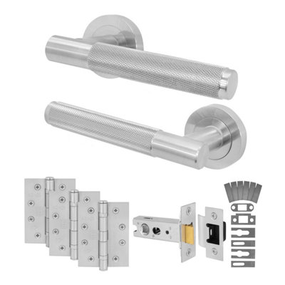 AFIT Satin Fire Door Handle Latch Set Satin Nickel Internal Fire Rated ...