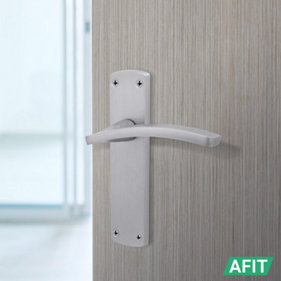 AFIT Satin Fire Door Handle, Satin Chrome Internal Lever on Rose Fire ...
