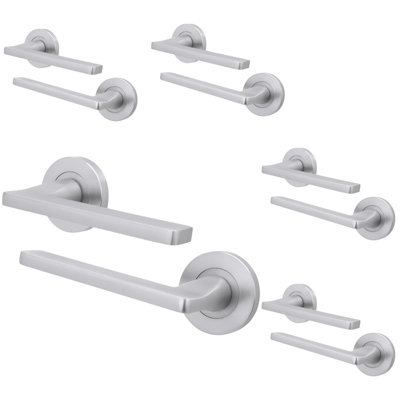 AFIT Satin Fire Door Handle, Satin Chrome Internal Lever on Rose Fire ...