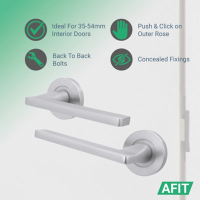 AFIT Satin Fire Door Handle, Satin Chrome Internal Lever on Rose Fire ...