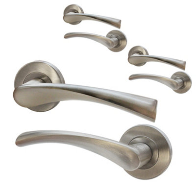 AFIT SATIN NICKEL INTERNAL TWIST DOOR HANDLES 3 PAIRS NOVI BACKPLATE RANGE