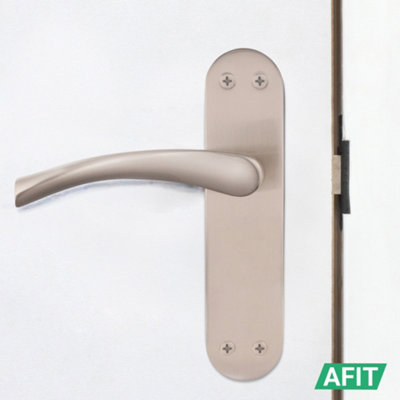 AFIT Satin Nickel Internal Twist Door Handles 3 Pairs Novi Backplate Range