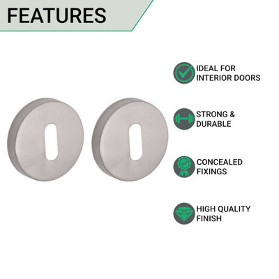 AFIT Satin Nickel Round Keyhole Escutcheon 52mm - Pair