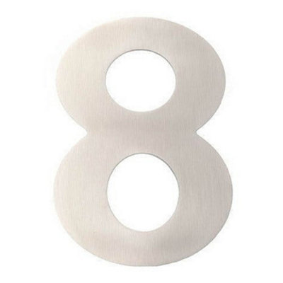 AFIT Satin Stainless Steel Door Number - Numeral 8 - Self Adhesive 150mm