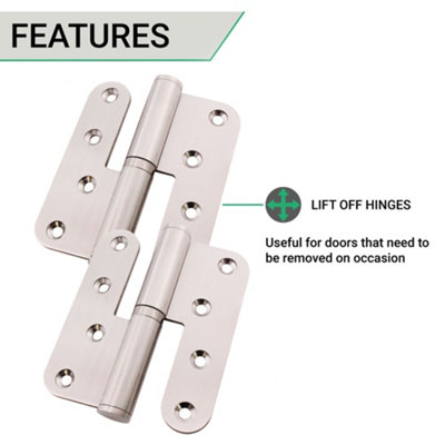 AFIT Satin Stainless Steel Journal Lift off Hinges 4" Right Hung Open ...