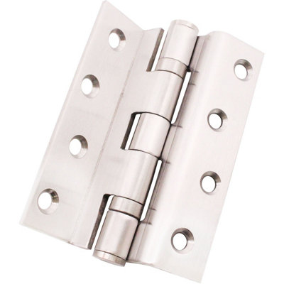 AFIT Satin Stainless Steel Rebated Cranked Stormproof Hinges 4" 102mm - Pair