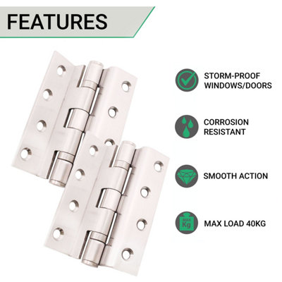 AFIT Satin Stainless Steel Rebated Cranked Stormproof Hinges 4" 102mm ...