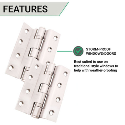 AFIT Satin Stainless Steel Rebated Cranked Stormproof Hinges 4" 102mm ...