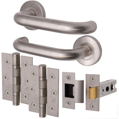 AFIT Satin Stainless Steel Return To Door Lever on Rose Handle Latch ...