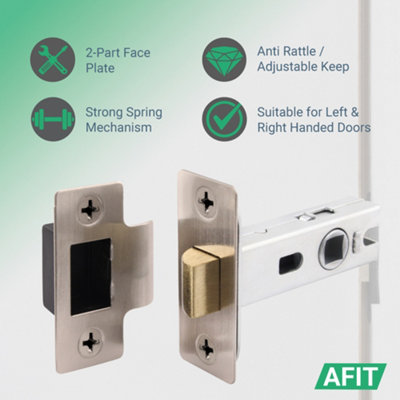 AFIT Satin Tubular Door Latch for Internal Doors - 3 Inch / 76mm - Pack ...