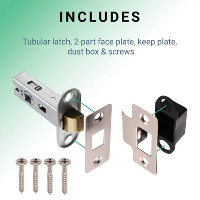 AFIT Satin Tubular Door Latch for Internal Doors - 3 Inch / 76mm - Pack ...