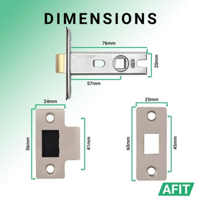AFIT Satin Tubular Door Latch for Internal Doors - 3 Inch / 76mm - Pack ...