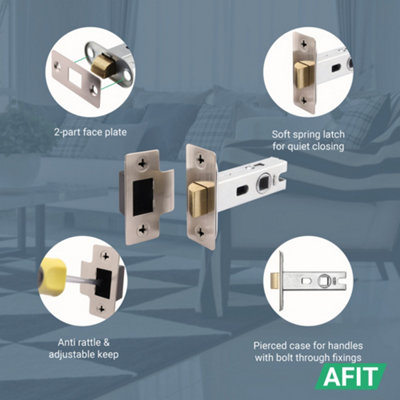 AFIT Satin Tubular Door Latch for Internal Doors - 64mm Case 44mm ...