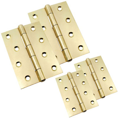 AFIT Steel Brass Plated 1838 Butt Hinges - Fixed Pin Pattern - 102 x 67 ...