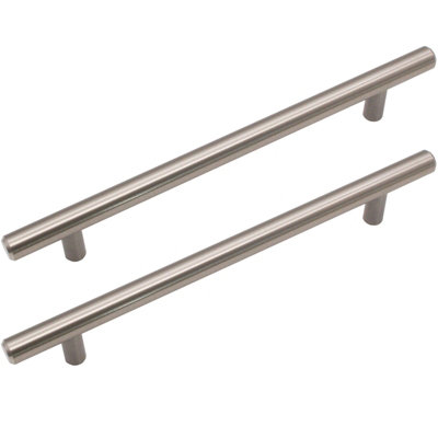 AFIT T-Bar Brushed Nickel Cabinet Cupboard D Handle - 188 x 12mm 128mm Centres - Pack of 2 | DIY ...