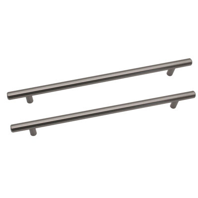 AFIT T-Bar Brushed Nickel Cabinet Cupboard D Handle - 348 x 12mm 288mm Centres - Pack of 2 | DIY ...
