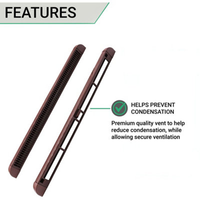 AFIT Trickle Window Slot Vent Set Inside & Out - 400mm - 3180mm²EA - Brown